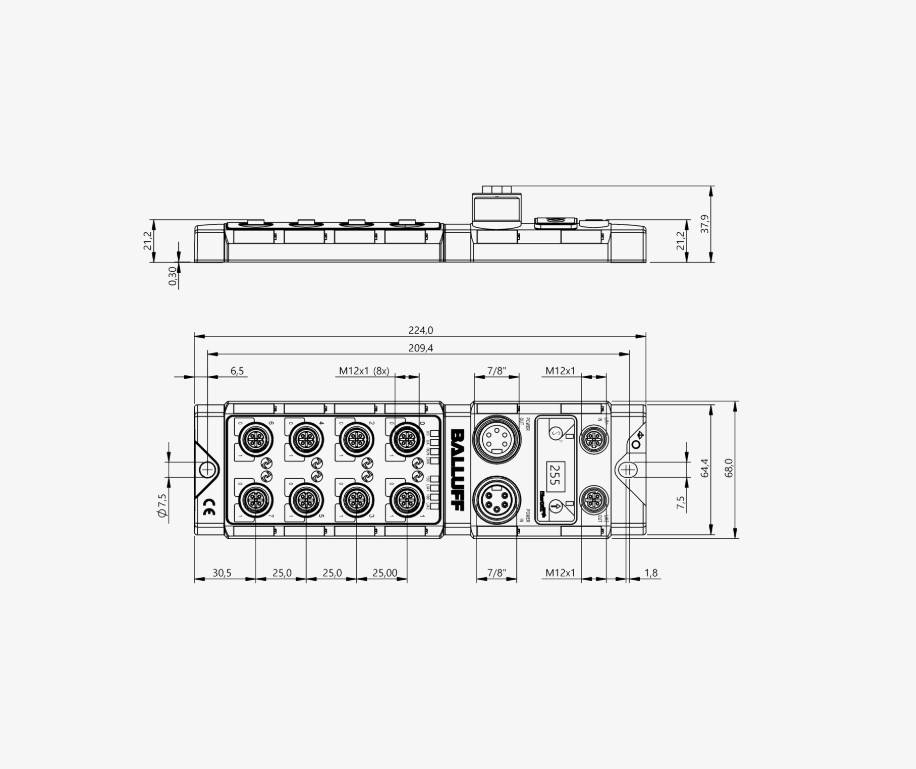 Balluff BNI0077 8 Port Silver Line Metal Gövde Ethercat IO Link Master ...