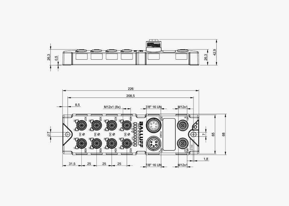 Balluff BNI00K5 8 Port Black Line Plastik Gövde Ethercat IO Link Master ...